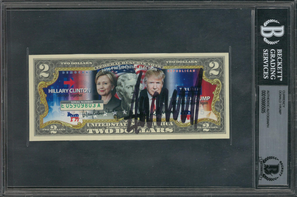 Donald Trump Signed $2 Dollar Novelty Currency (BGS Encapsulated ...