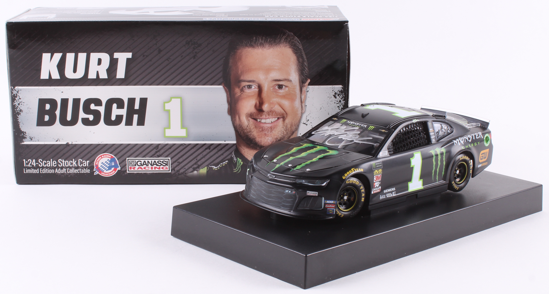 Kurt Busch Signed NASCAR #1 Monster Energy 2019 Camaro ZL1 - 1:24 ...