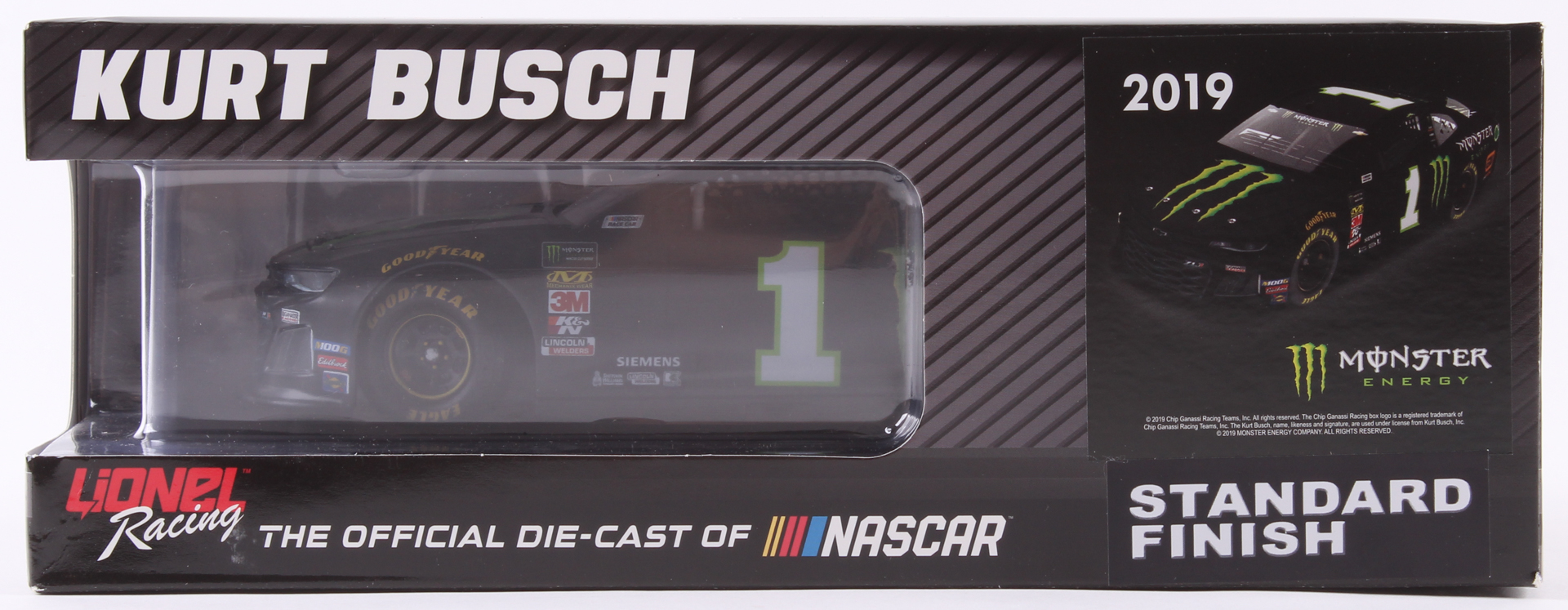 Kurt Busch Signed NASCAR #1 Monster Energy 2019 Camaro ZL1 - 1:24 ...