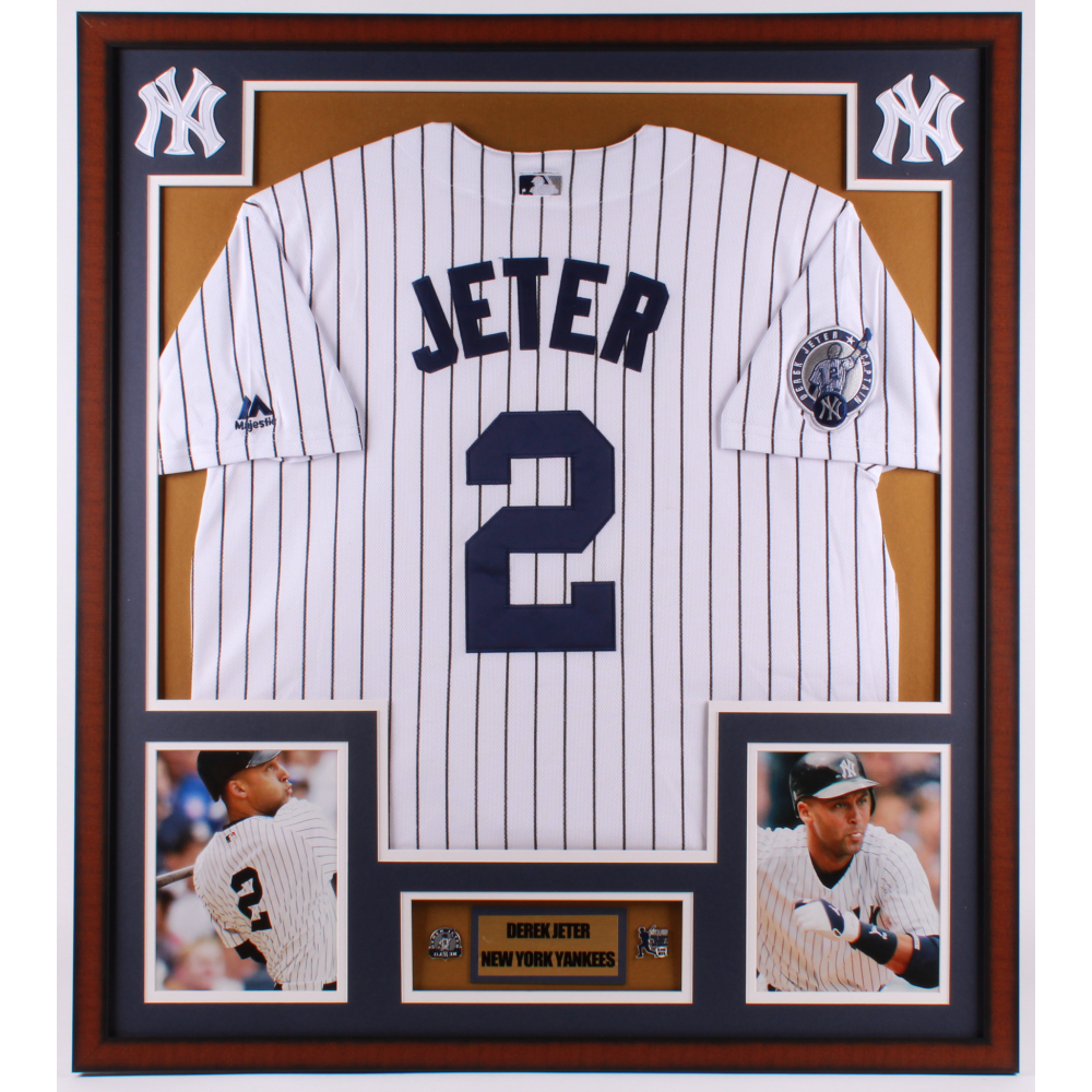 Derek Jeter New York Yankees 32x36 Custom Framed Jersey Display with (2 ...