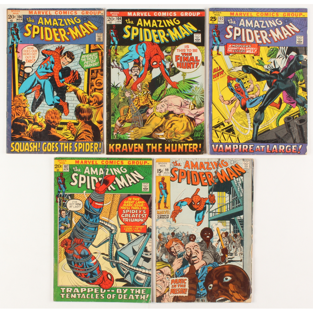 Lot of (5) 1971-1972 "The Amazing Spider-Man" 1st Series Marvel Comic ...