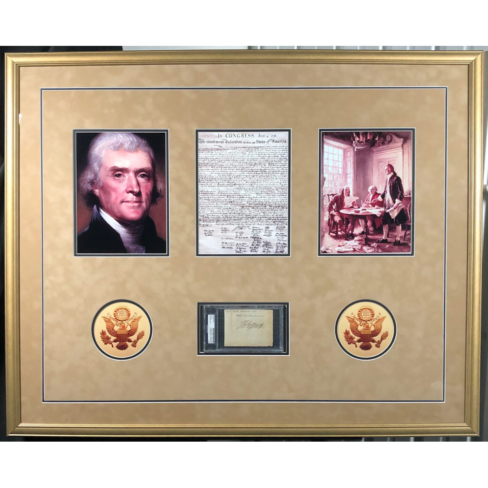 Thomas Jefferson Signed 33x41 Custom Framed Cut (PSA Encapsulated ...