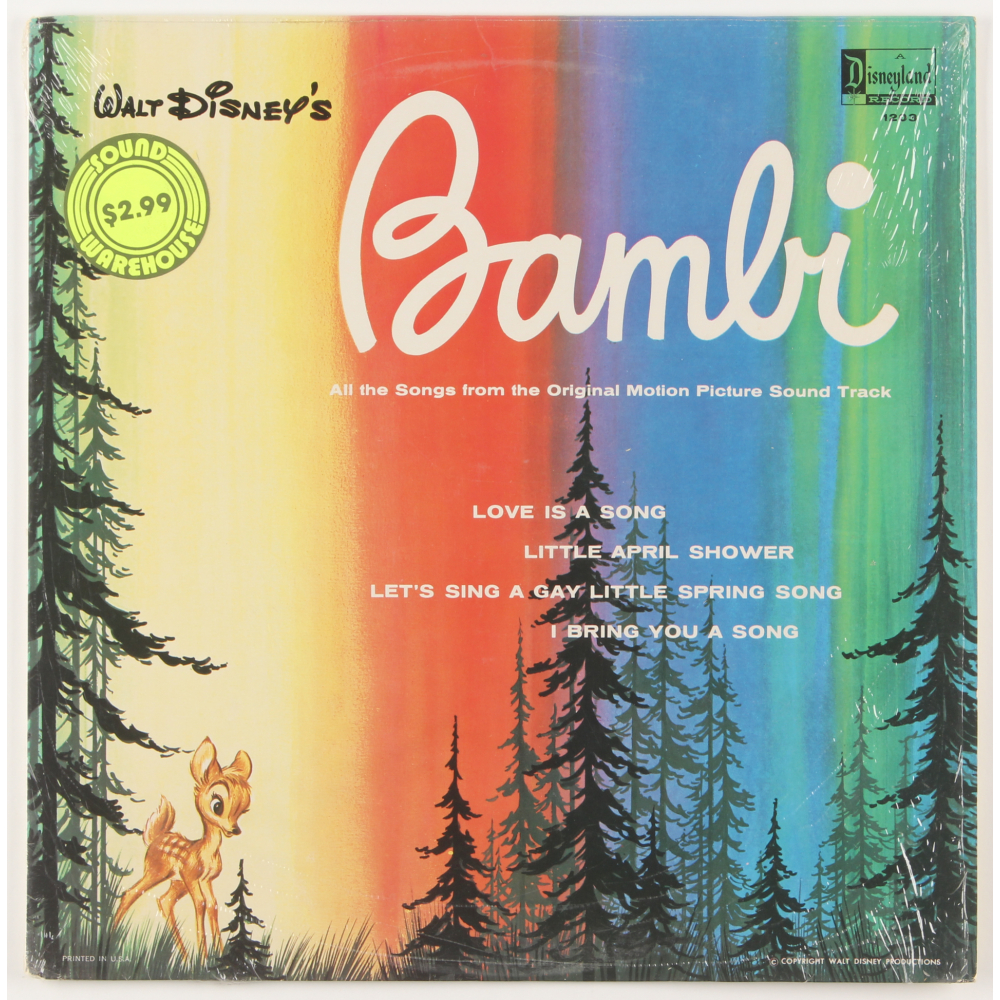 Vintage 1969 Walt Disney's "Bambi" Vinyl Disneyland Record Album ...
