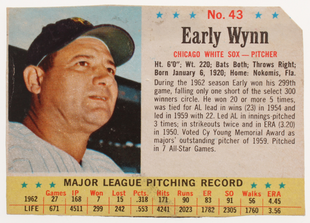 Lot of (14) 1963 Post Baseball Cards with #43 Early Wynn | Pristine Auction