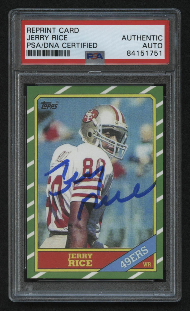 Jerry Rice Signed Rookie Reprint Card (PSA Encapsulated) | Pristine Auction