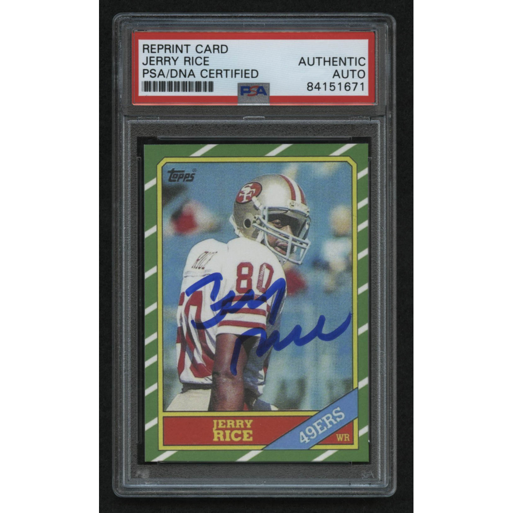 Jerry Rice Signed Rookie Reprint Card (PSA Encapsulated) | Pristine Auction