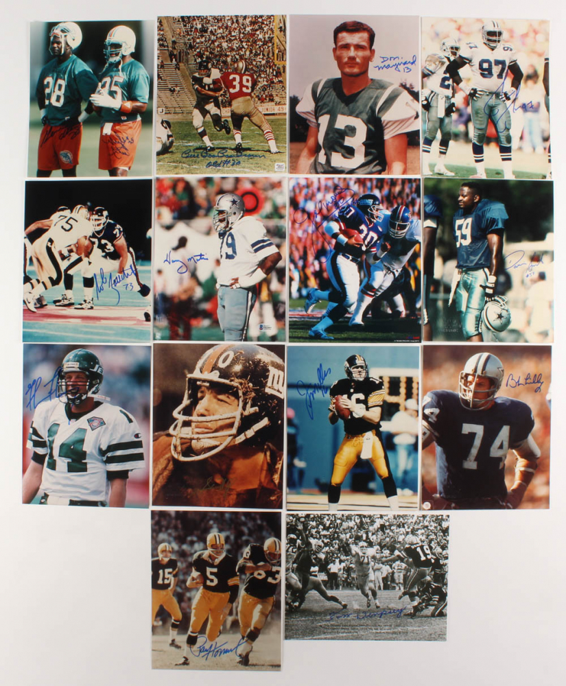 Lot of (14) Signed 8x10 Football Photos with Paul Hornung, Don Maynard ...