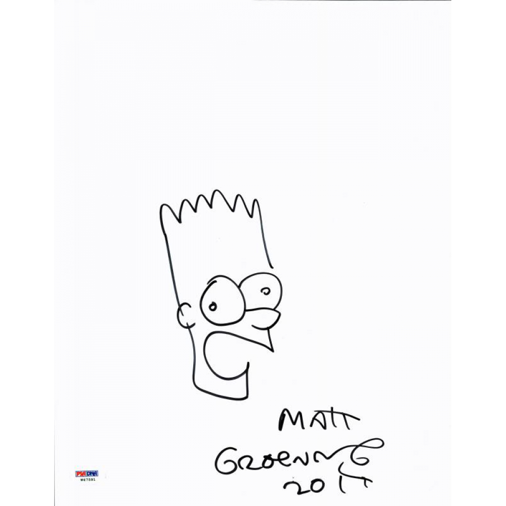 Matt Groening Signed "The Simpsons" 11x14 Original Hand-Drawn Bart ...