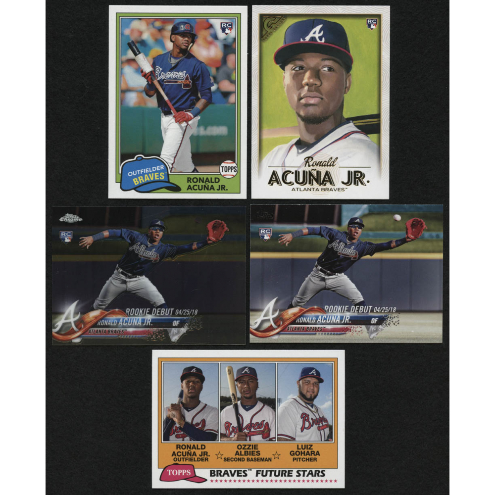 Lot of (5) Ronald Acuna Jr. Baseball Cards with 2018 Topps Archives ...