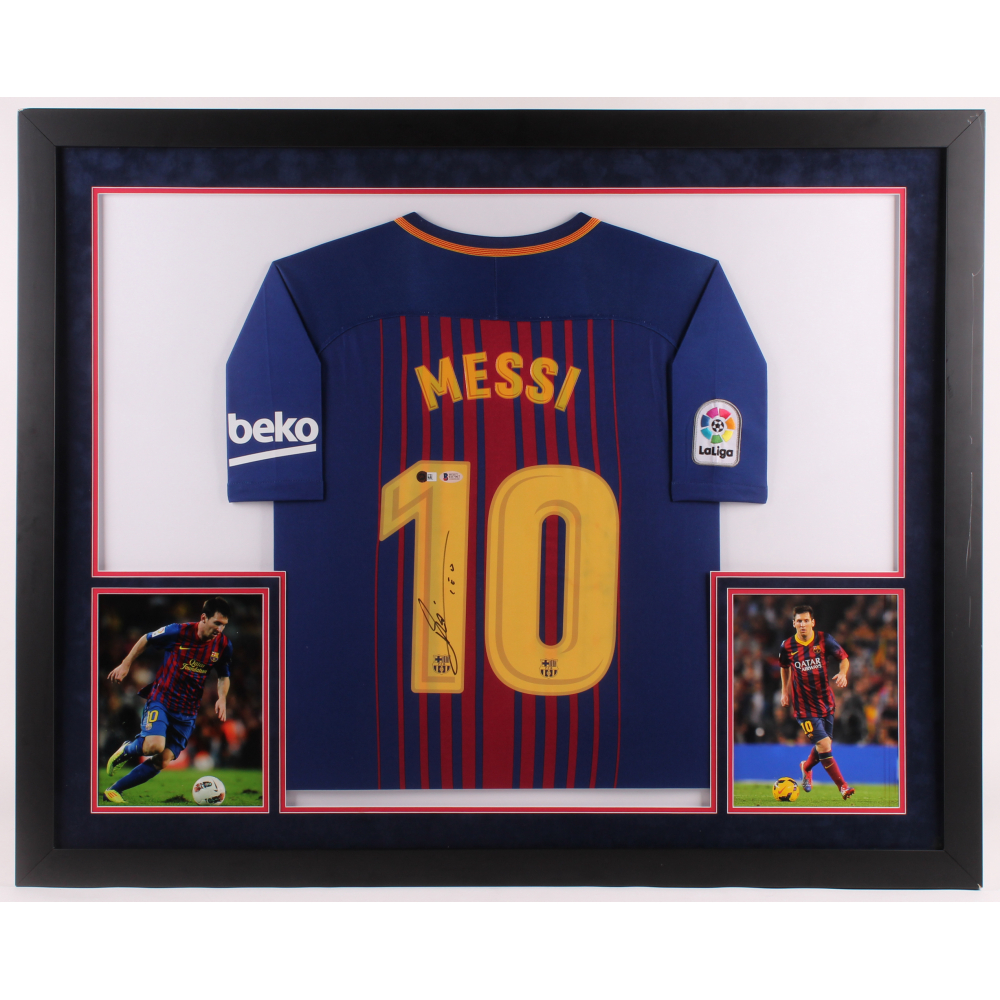 Lionel Messi Signed 33x41 Custom Framed Jersey Display (Beckett COA ...