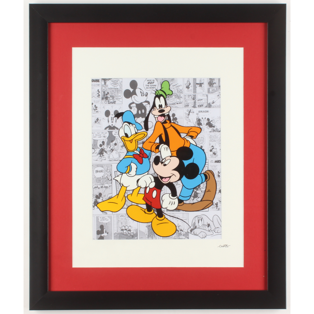 Walt Disney's "Mickey Mouse, Donald Duck & Goofy" 16x19 Custom Framed ...