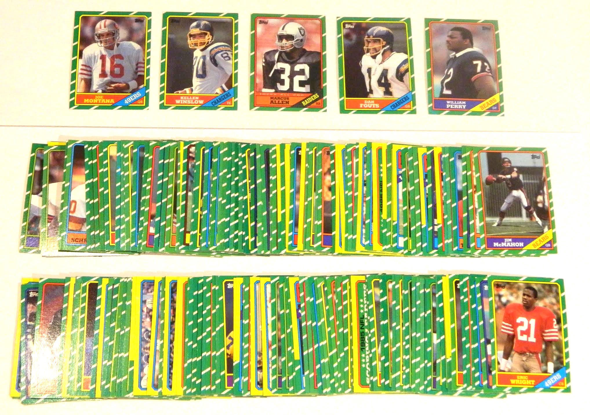Lot of (189) 1986 Topps Football Cards with #156 Joe Montana, #237 ...
