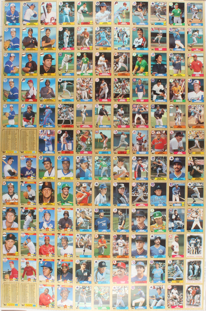 Uncut Sheet of (132) 1987 Topps Baseball Cards with #320 Barry Bonds RC ...