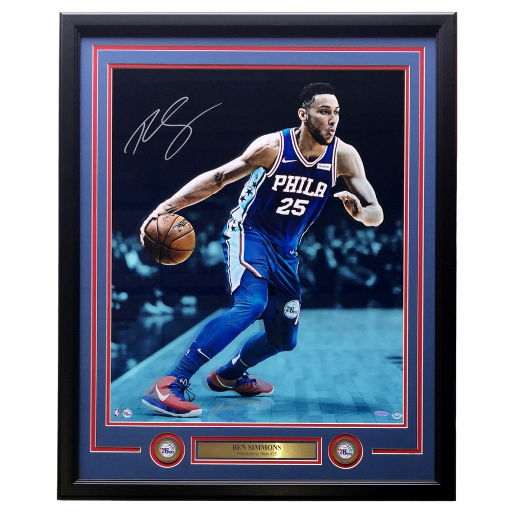 Ben Simmons Signed 76ers 20x24 Framed Photo Display with (2) Coins (UDA ...