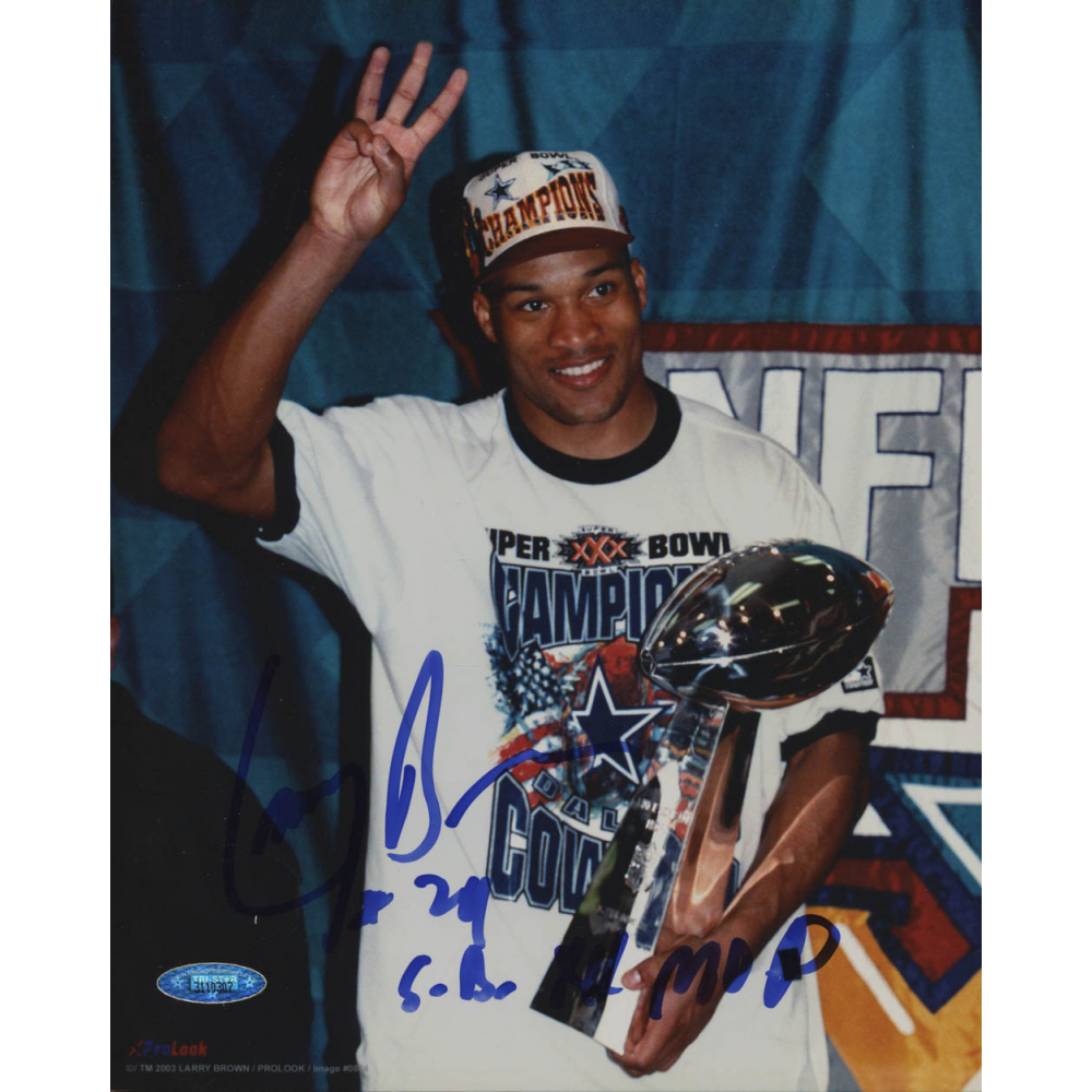 Larry Brown Signed Dallas Cowboys 8x10 Photo Inscribed "S.B. XXX MVP ...
