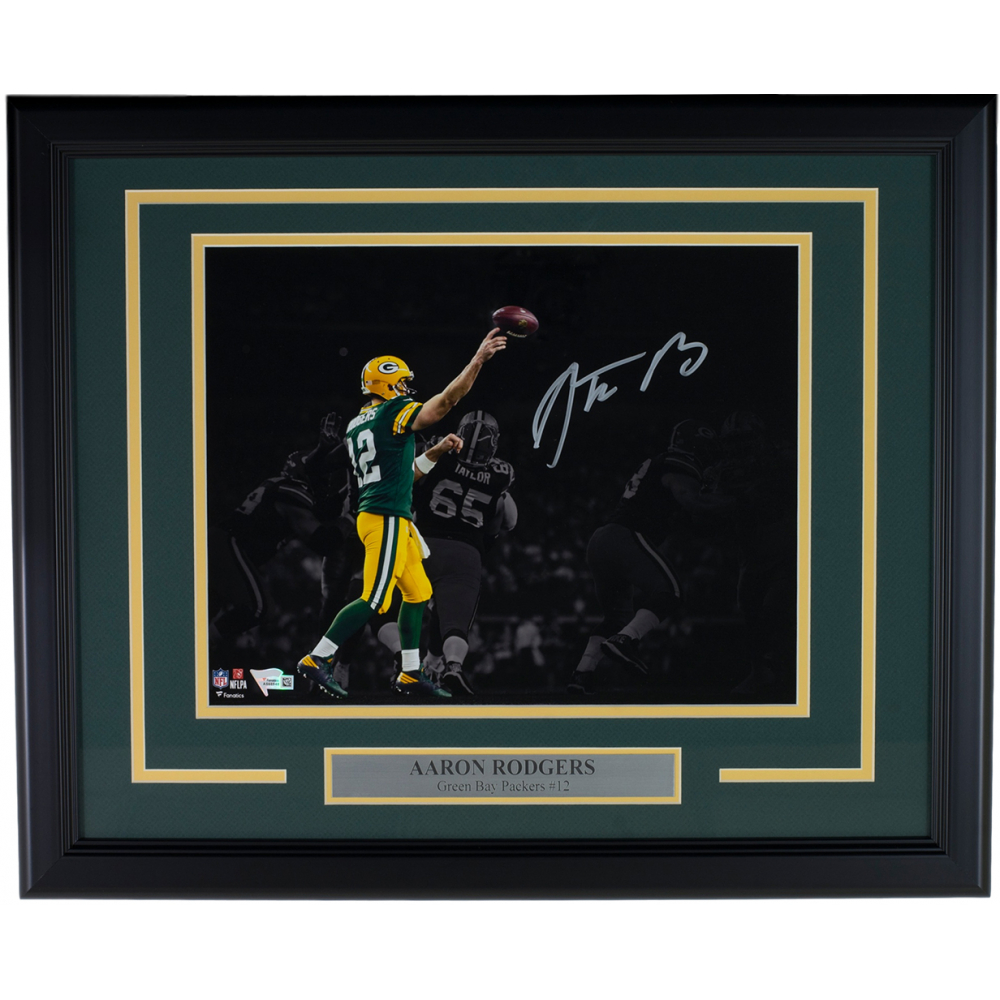 Aaron Rodgers Signed Green Bay Packers 16x20 Custom Framed Photo ...