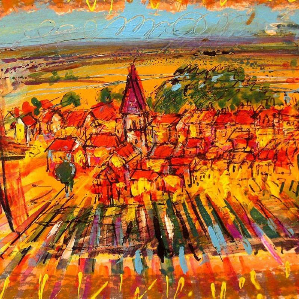 Wayne Ensrud Signed "Village of Vosne Romanee, Burgundy, France" 12x16 ...