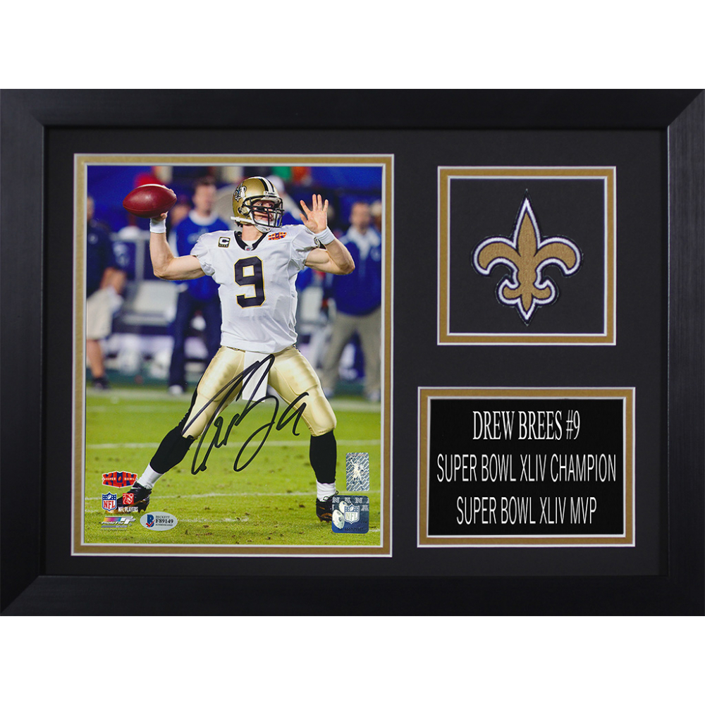Drew Brees Signed New Orleans Saints 14x18.5 Custom Framed Photo ...