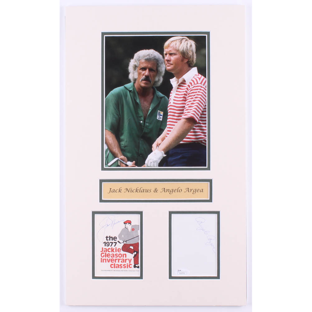 Jack Nicklaus & Angelo Argea Signed 12x20 Custom Matted Cut Display ...