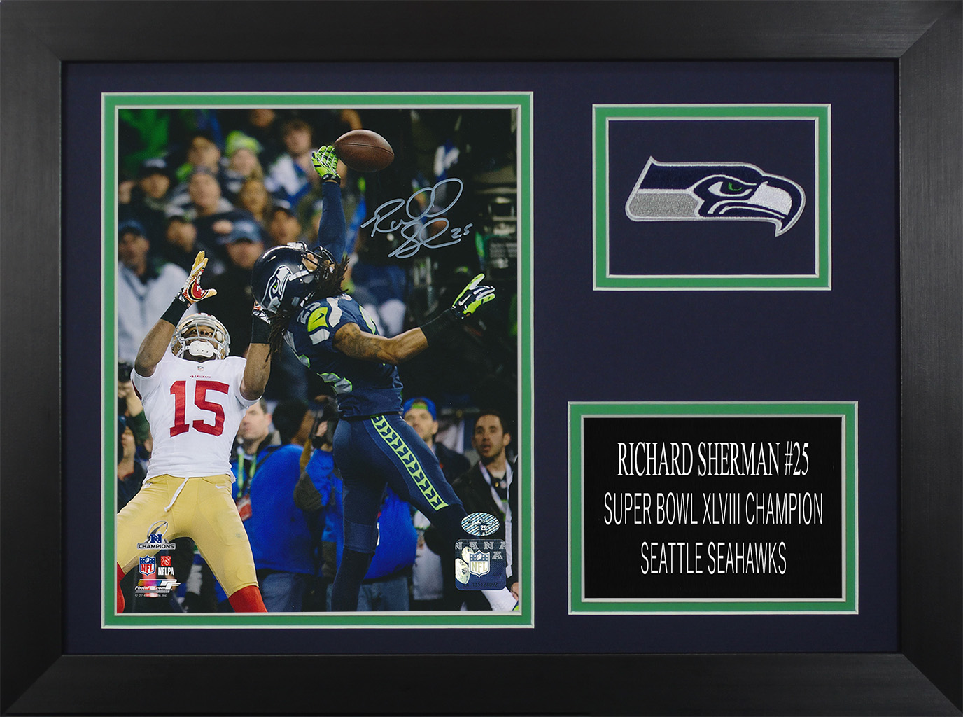 Richard Sherman Signed Seattle Seahawks 14x18.5 Custom Framed Photo ...