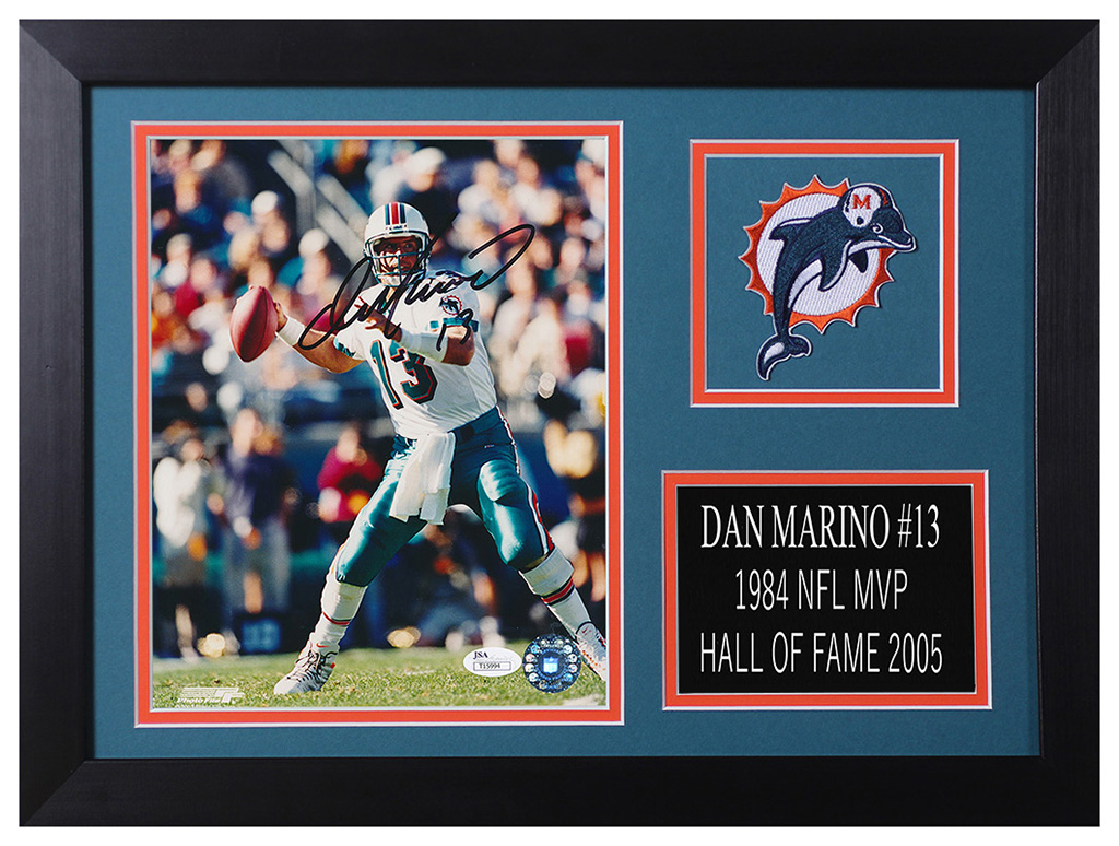 Dan Marino Signed Miami Dolphins 14x18.5 Custom Framed Photo Display ...
