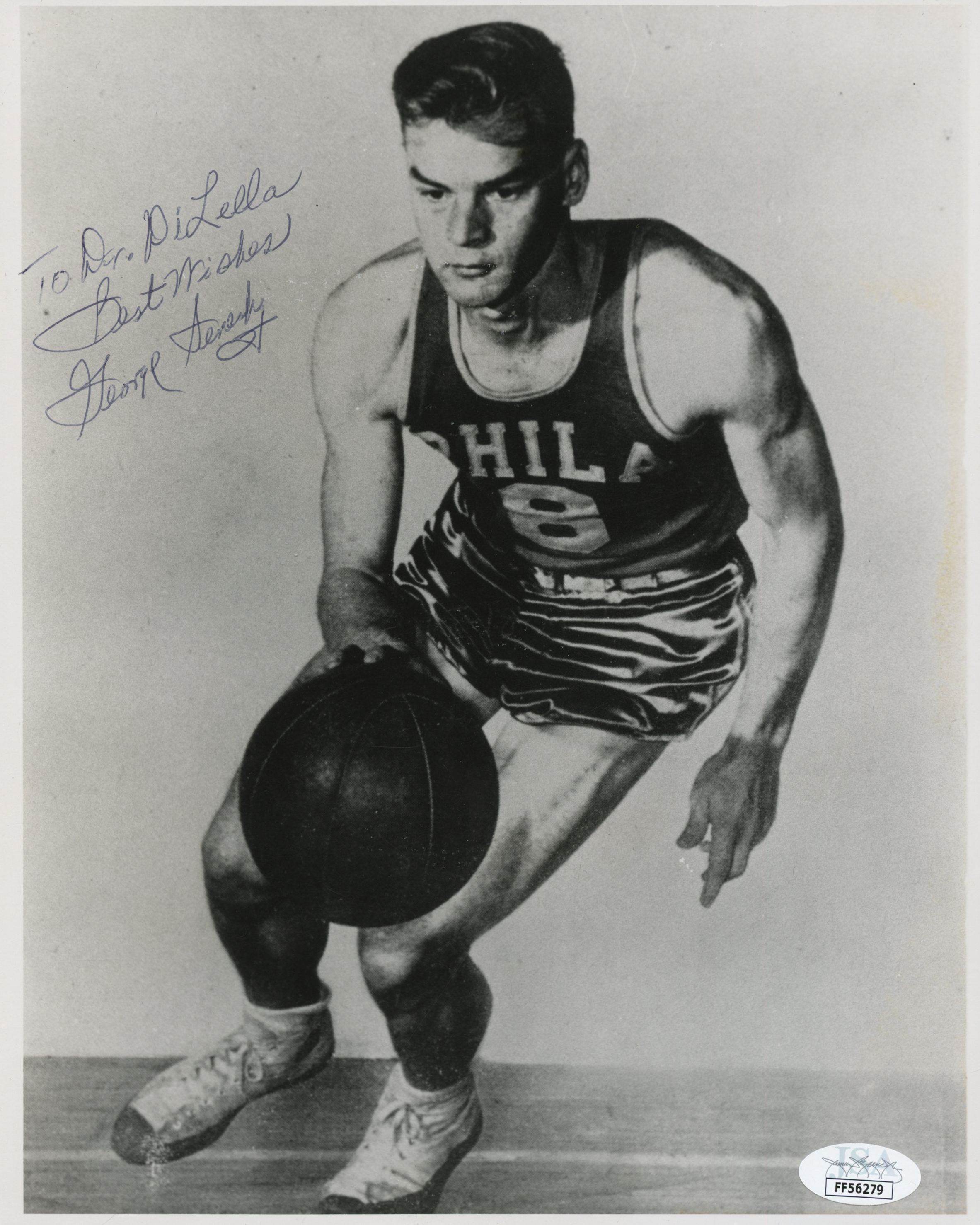 George Senesky Signed Philadelphia Warriors 8x10 Photo Inscribed "Best ...