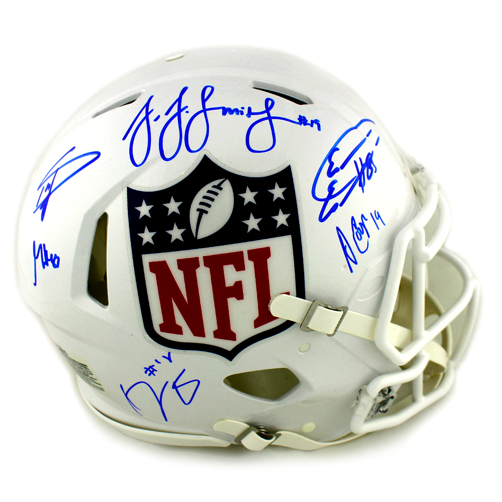 NFL Shield Logo Full-Size Authentic On-Field Speed Helmet Signed by (6 ...