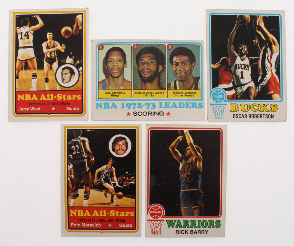 Lot of (43) 1973-74 Topps Basketball Cards with #100 Jerry West AS1 ...
