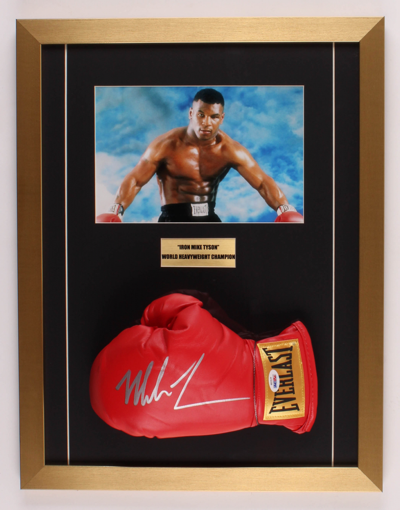 Mike Tyson Signed 17x22 Custom Framed Boxing Glove Display (PSA COA ...