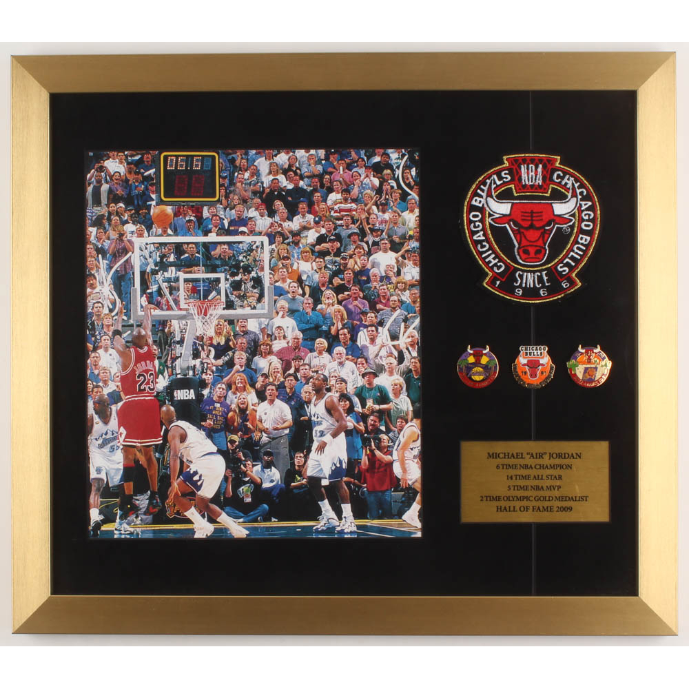 Michael Jordan Chicago Bulls 17.5x20 Custom Framed Photo with (3 ...