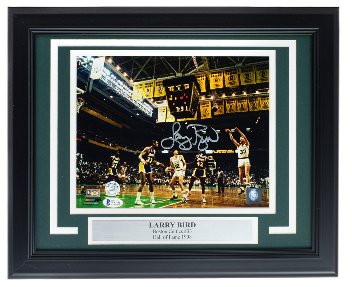 Larry Bird Signed Celtics 11x14 Custom Framed Photo Display with Engraved Nameplate (Beckett COA ...