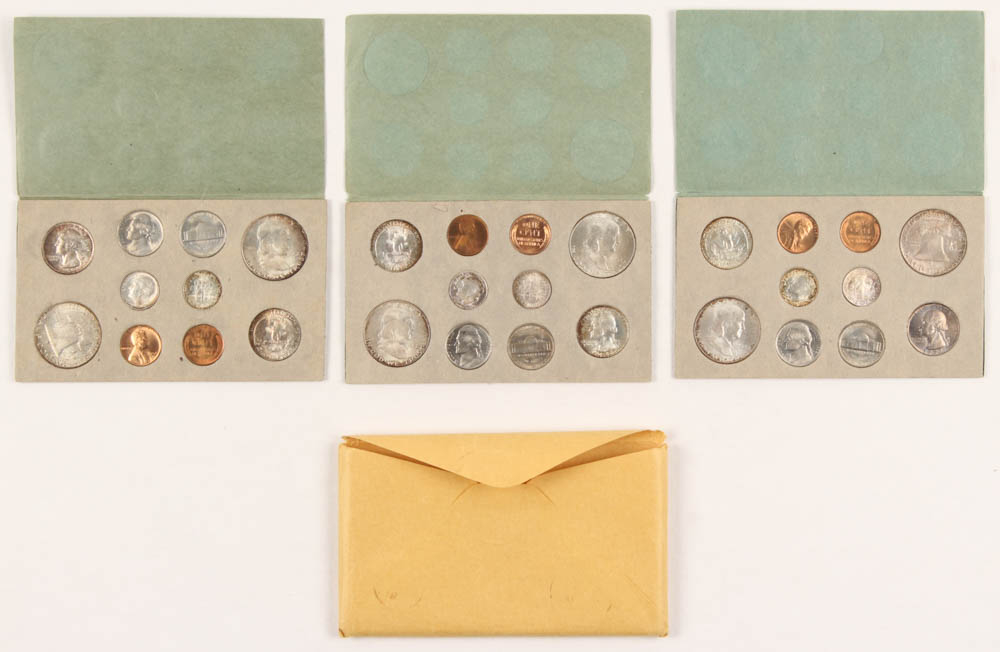 Complete Set of (3) 1952 United States Mint Sets with (10) Coins Each ...