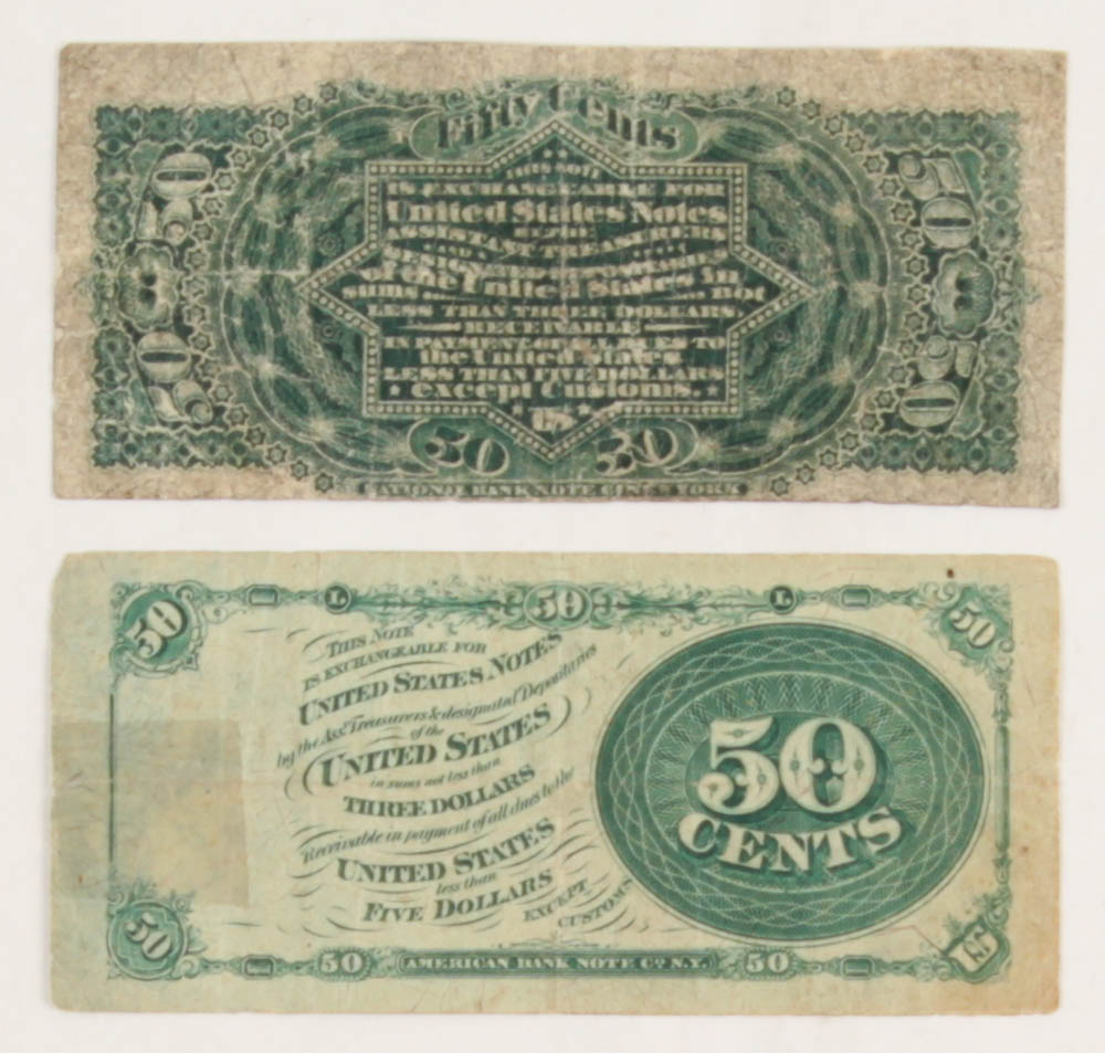 Lot of (2) 1863 United States 50¢ Fifty Cents Fractional Bank Note ...