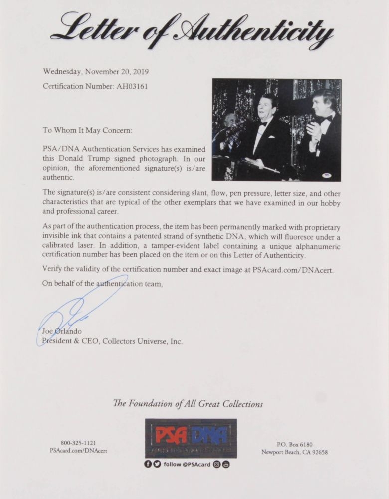 Donald Trump Signed 11x14 Photo (PSA LOA) | Pristine Auction