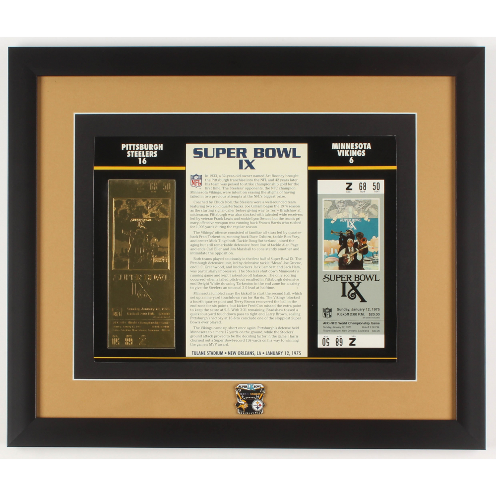 Super Bowl IX Commemorative 16x19 Custom Framed Score Card Display with ...