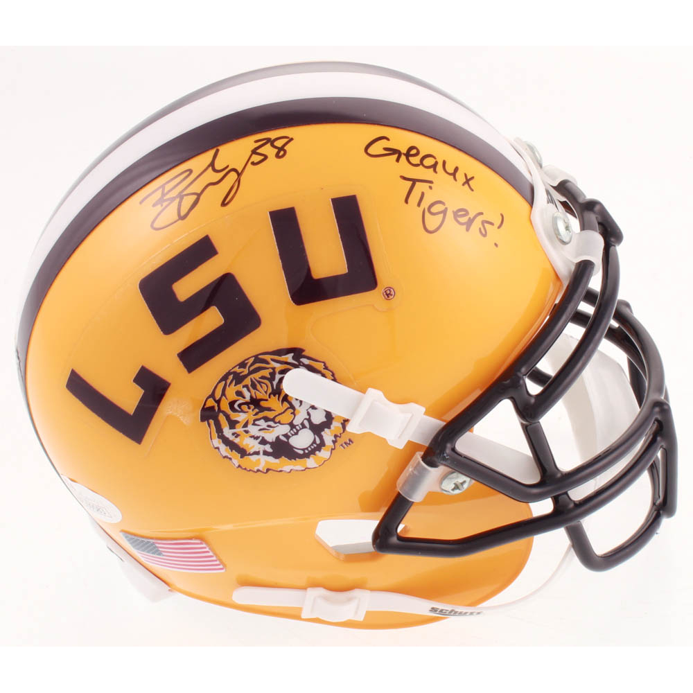Brad Wing Signed LSU Tigers Mini Helmet Inscribed "Geaux Tigers!" (JSA ...