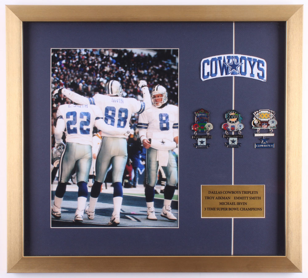 Michael Irvin, Emmitt Smith & Troy Aikman Dallas Cowboys 19x21 Custom Framed Photo Display with ...