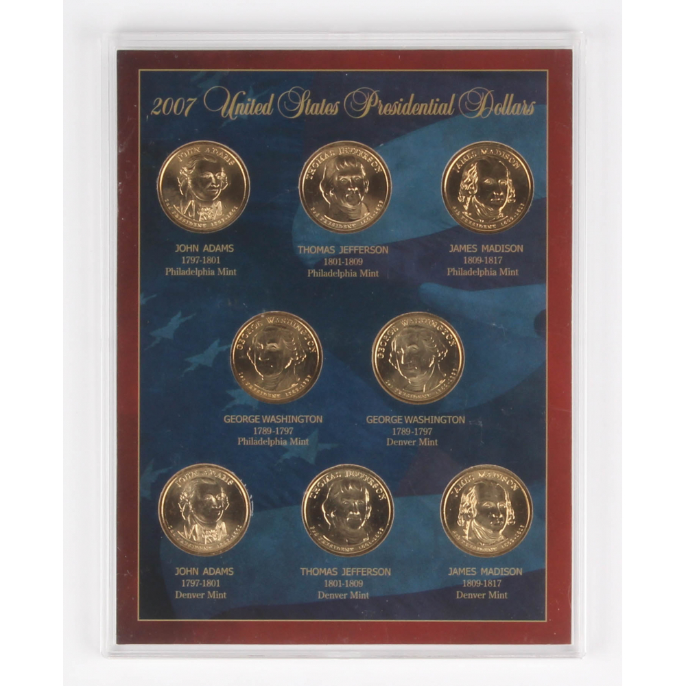 Complete Collection Display of (8) 2007 Presidential Dollars with ...