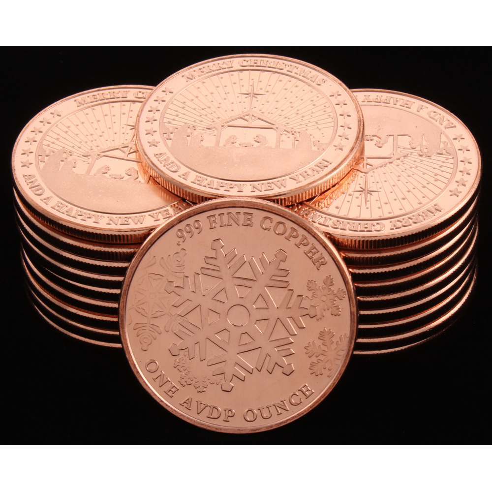 Lot of (20) 1 Ounce .999 Fine Copper Christmas Bullion Rounds ...