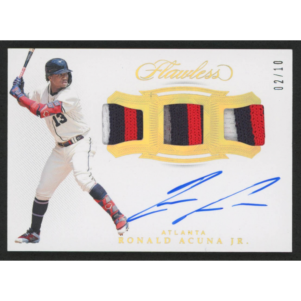 Ronald Acuna Jr. 2019 Panini Flawless Triple Patch Signatures Gold #6 ...