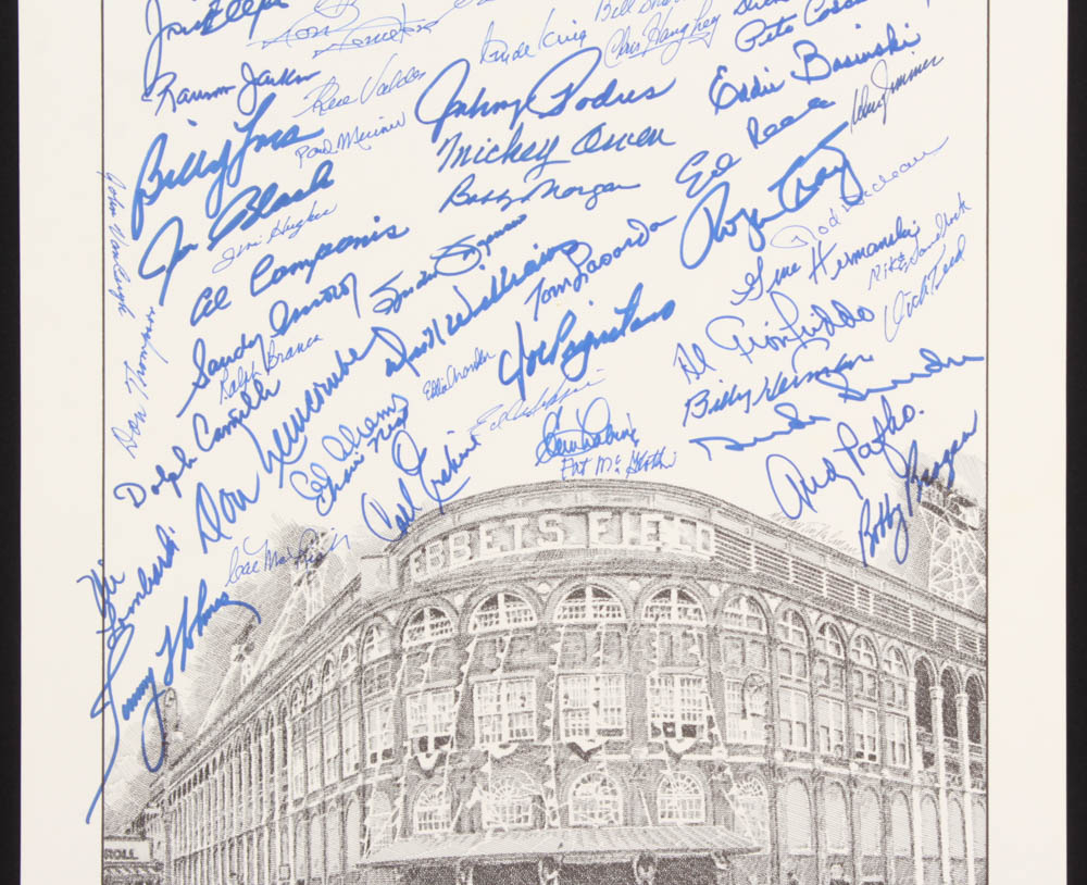 Brooklyn Dodgers Ebbets Field 16x20 Print Signed by (64) with Pee Wee ...