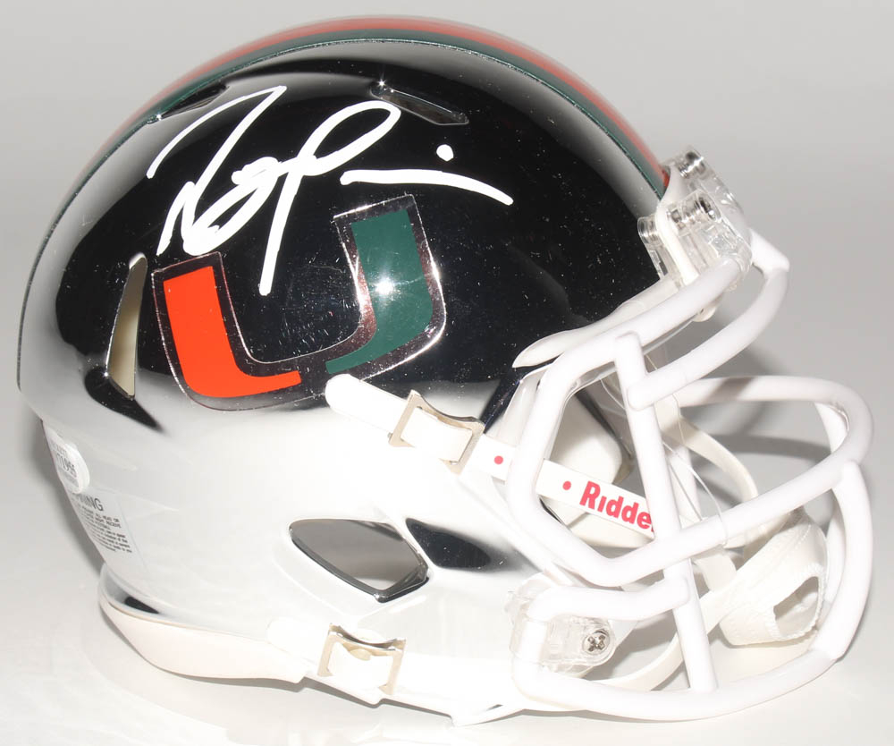 Ray Lewis Signed Miami Hurricanes Chrome Speed Mini-Helmet (Beckett COA ...