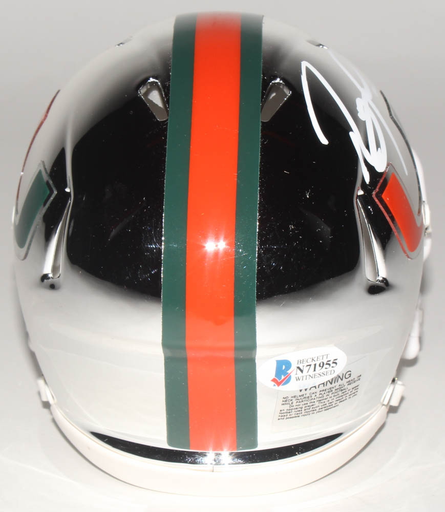 Ray Lewis Signed Miami Hurricanes Chrome Speed Mini-Helmet (Beckett COA ...