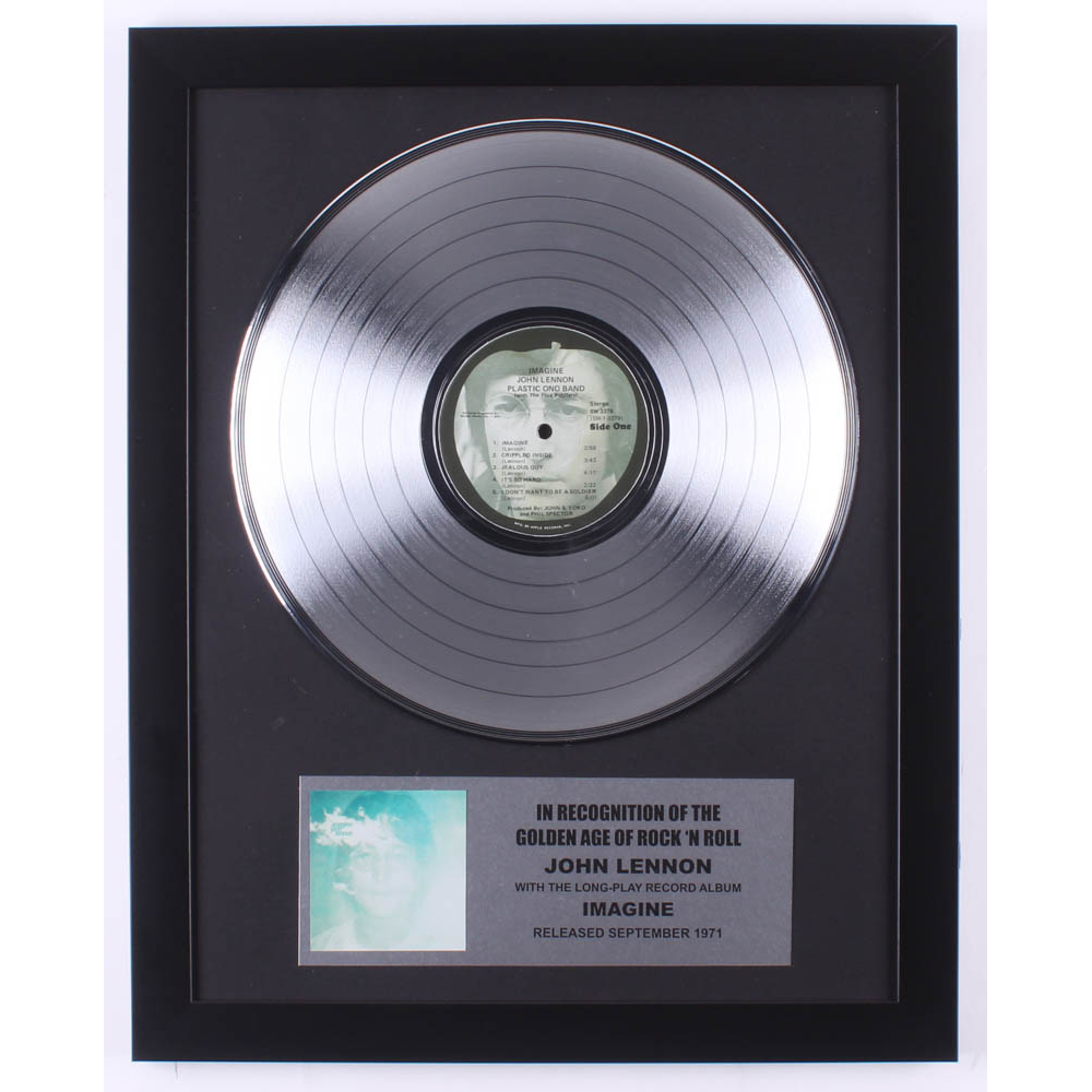 John Lennon 15.75x19.75 Custom Framed Silver Plated "Imagine" Record ...