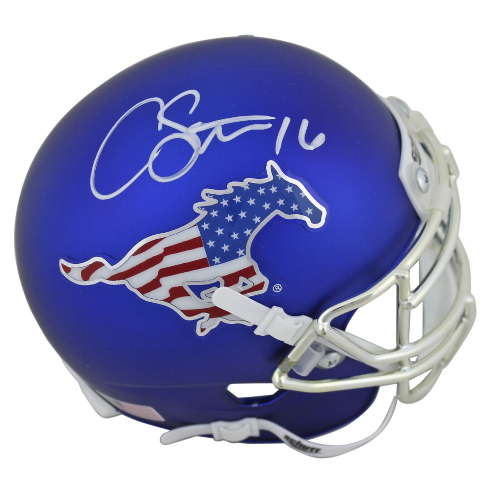 Courtland Sutton Signed SMU Mustangs Mini Helmet (Beckett) | Pristine ...