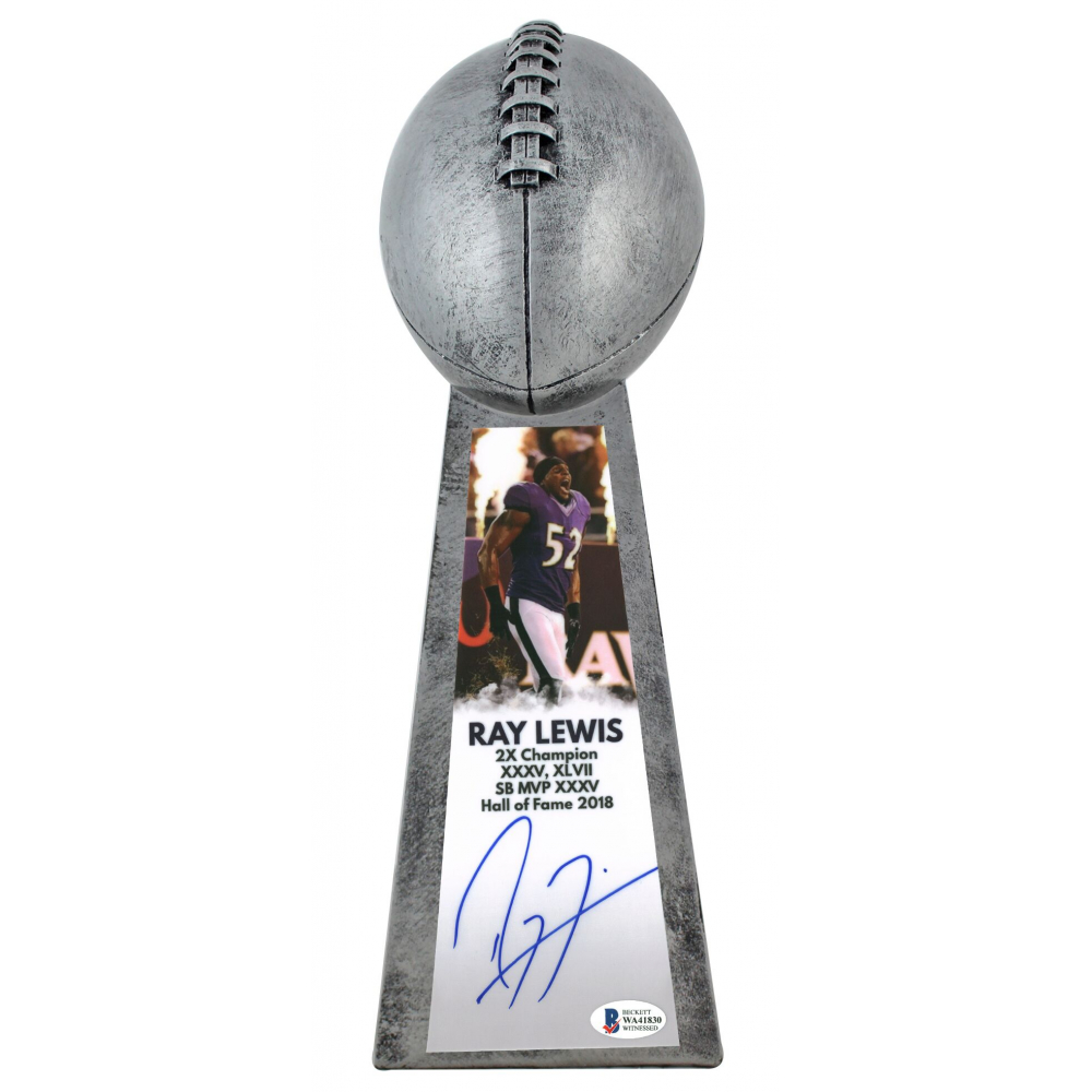Ray Lewis Signed Ravens 15” Lombardi Football Championship Trophy ...