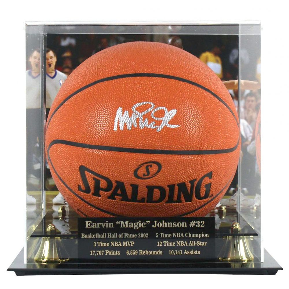 Magic Johnson Signed NBA Game Ball Series Basketball with High-Quality ...