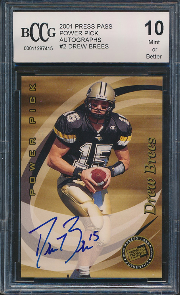 Drew Brees 2001 Press Pass Power Pick Autographs #2 (BCCG 10 ...
