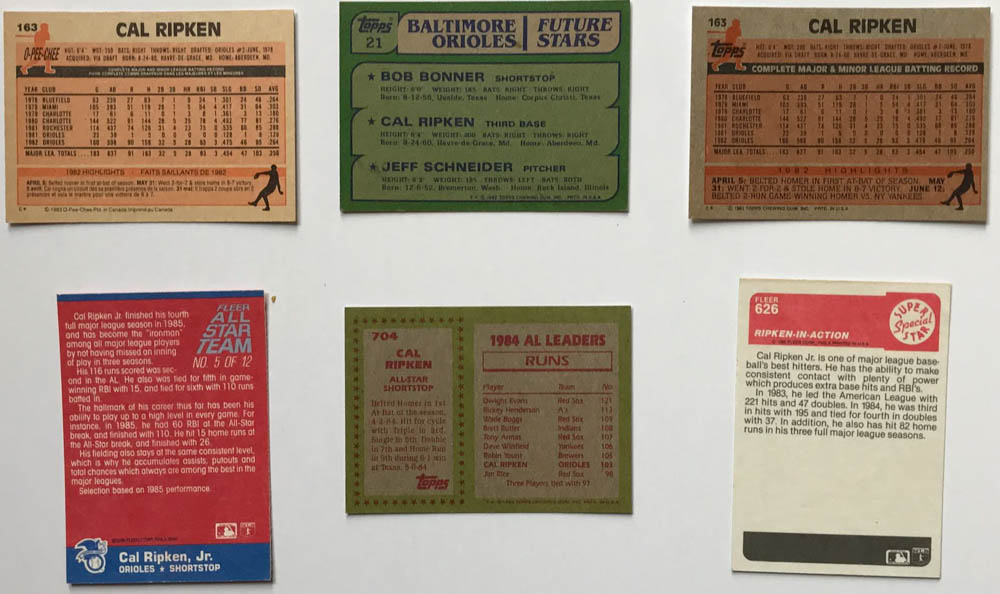 Lot of (46) Cal Ripken Jr. Baseball Cards with 1982 #21 Topps rookie ...