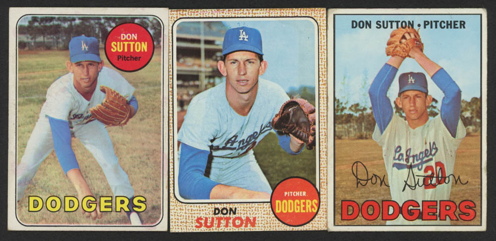 Lot of (3) Don Sutton Baseball Cards with 1967 Topps #445, 1968 Topps ...